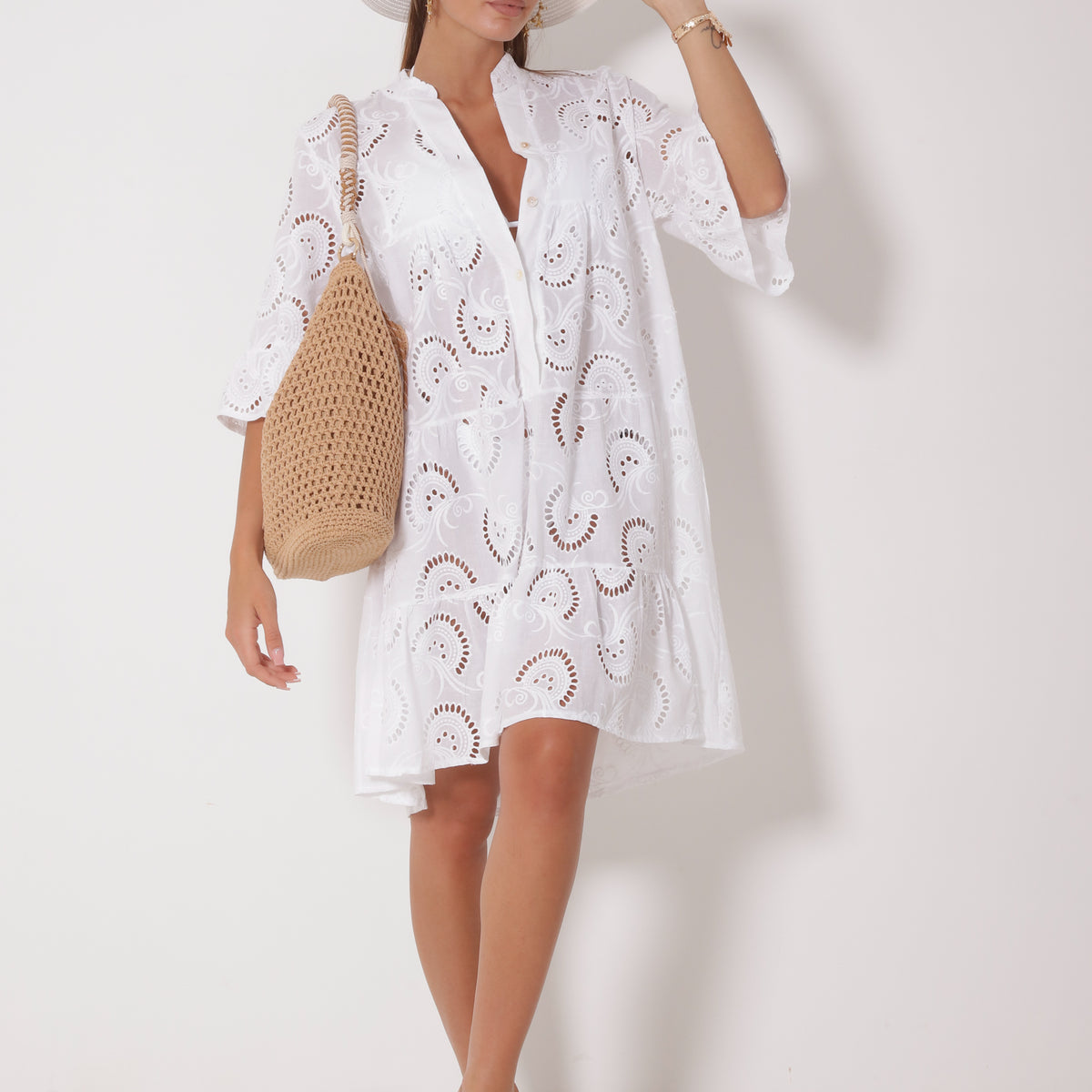 Abito Pizzo Sangallo Bianco – Vanity Glamour Boutique